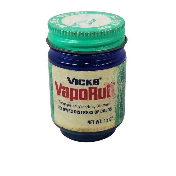 Other | Vintage Vicks Vaporub Jar Cobalt Blue Glass 15 Oz Advertising ...